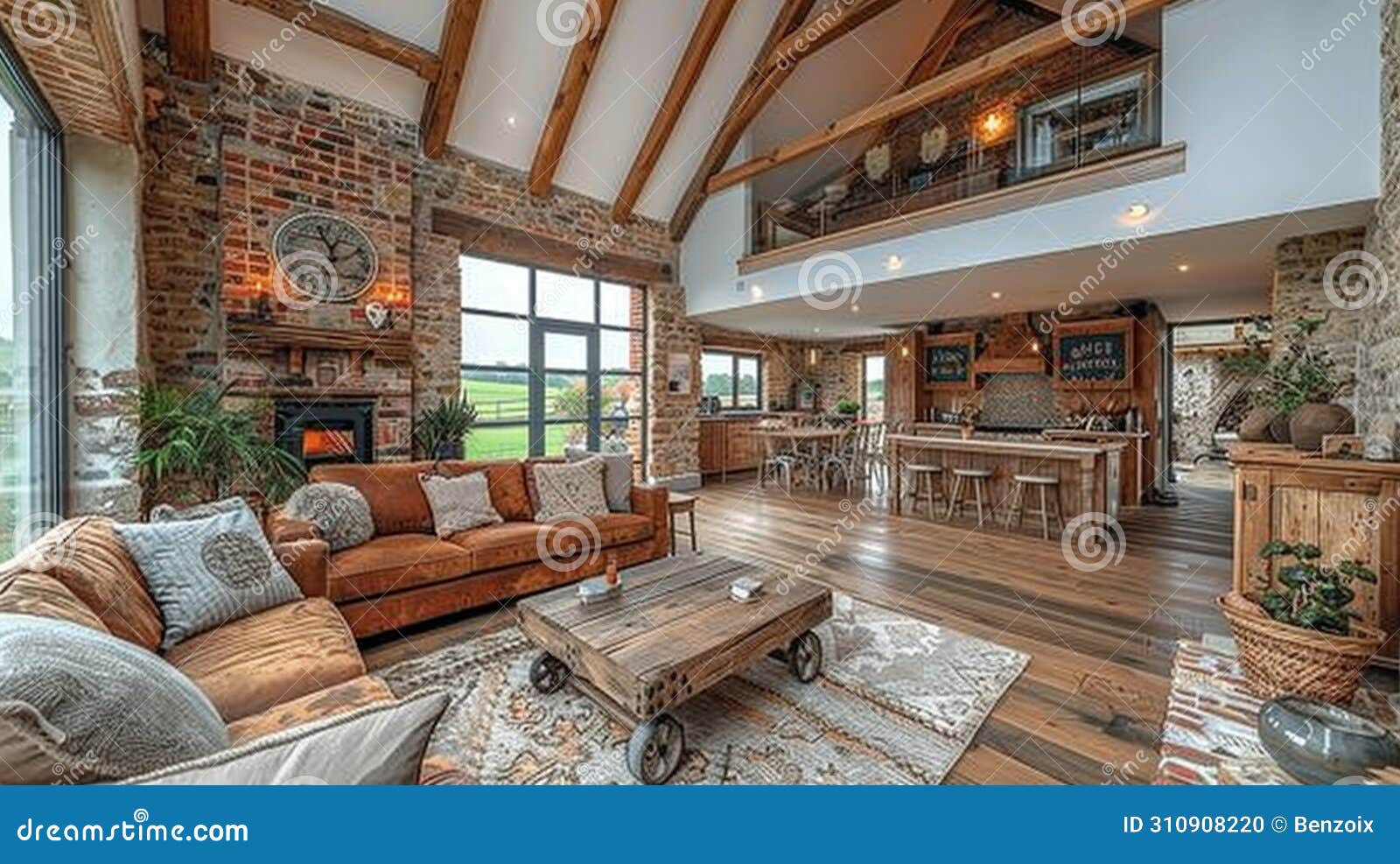 Rustic Barn Conversion with Exposed Beams and Modern Touches Stock ...