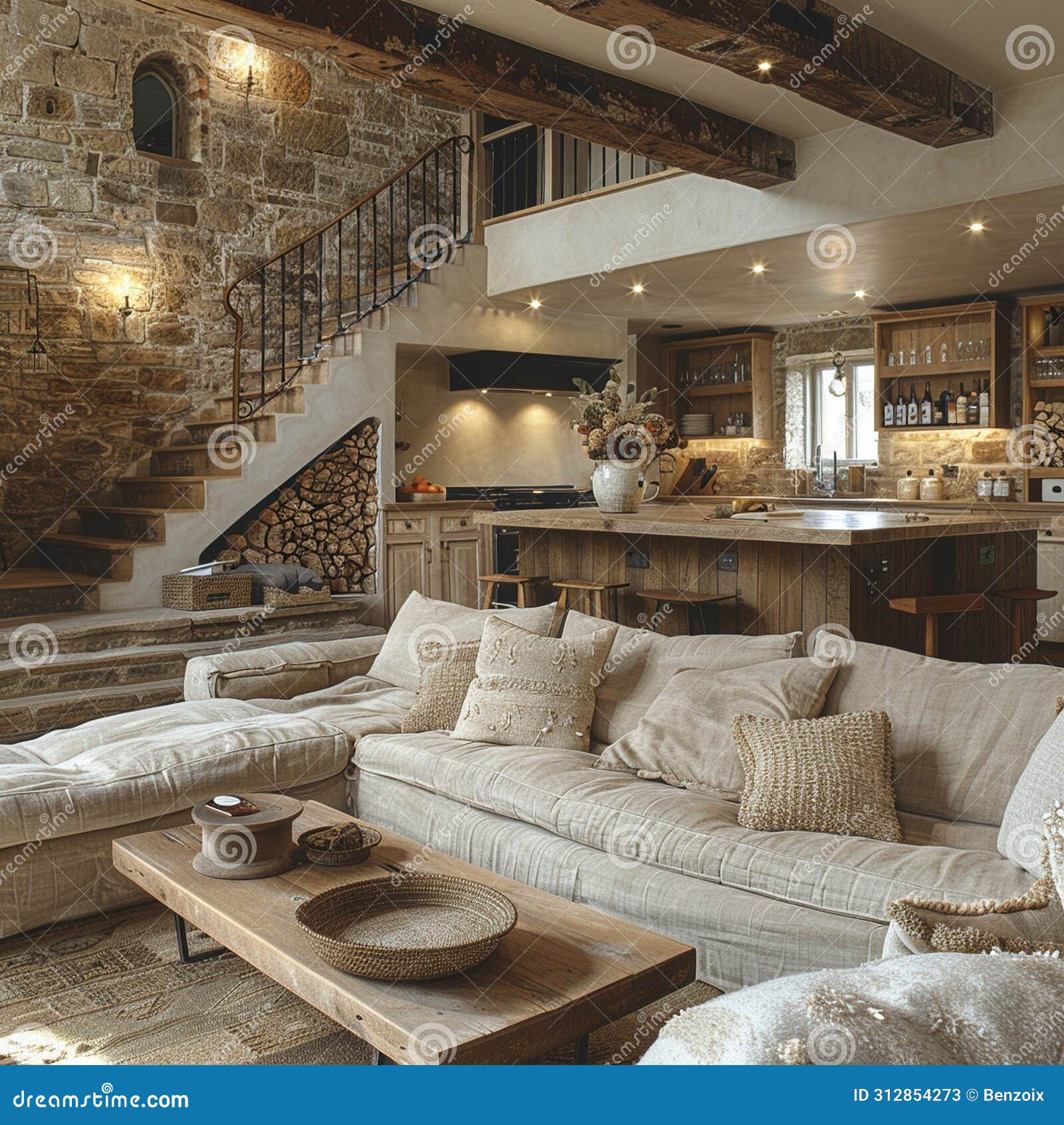 Rustic Barn Conversion with Exposed Beams and Modern Touches Stock ...