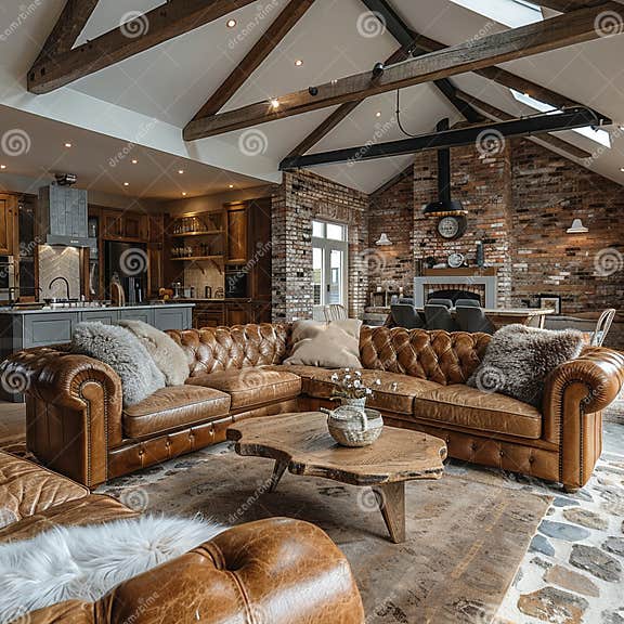 Rustic Barn Conversion with Exposed Beams and Modern Touches Stock ...