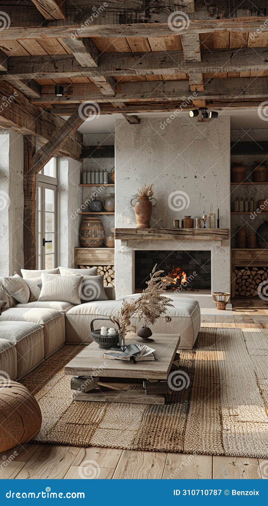 Rustic Barn Conversion with Exposed Beams and Modern Touches3D Render ...