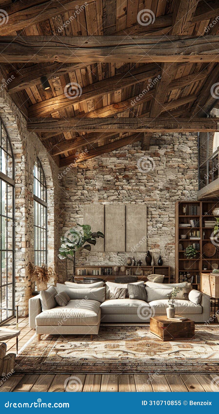 Rustic Barn Conversion with Exposed Beams and Modern Touches3D Render ...