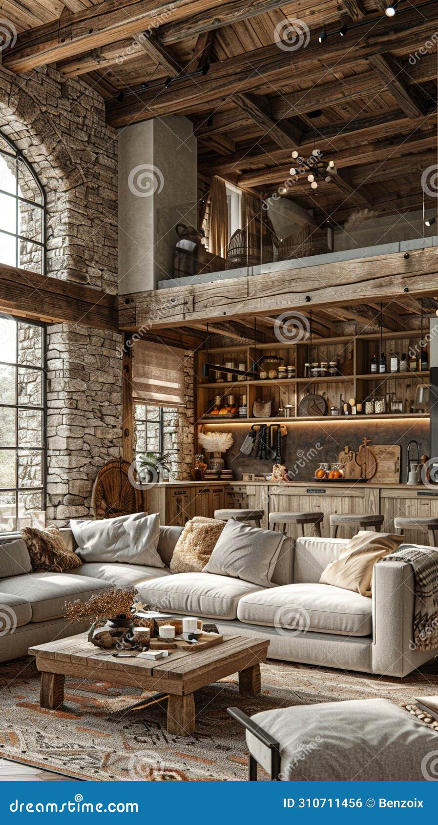 Rustic Barn Conversion with Exposed Beams and Modern Touches3D Render ...