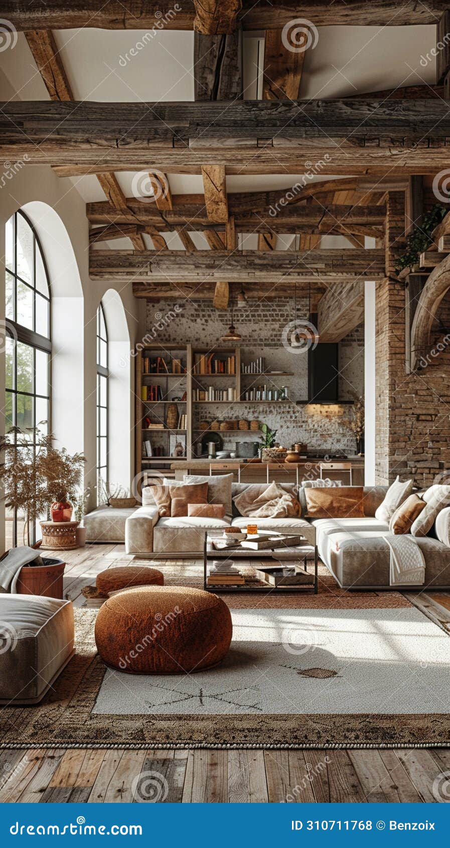 Rustic Barn Conversion with Exposed Beams and Modern Touches3D Render ...