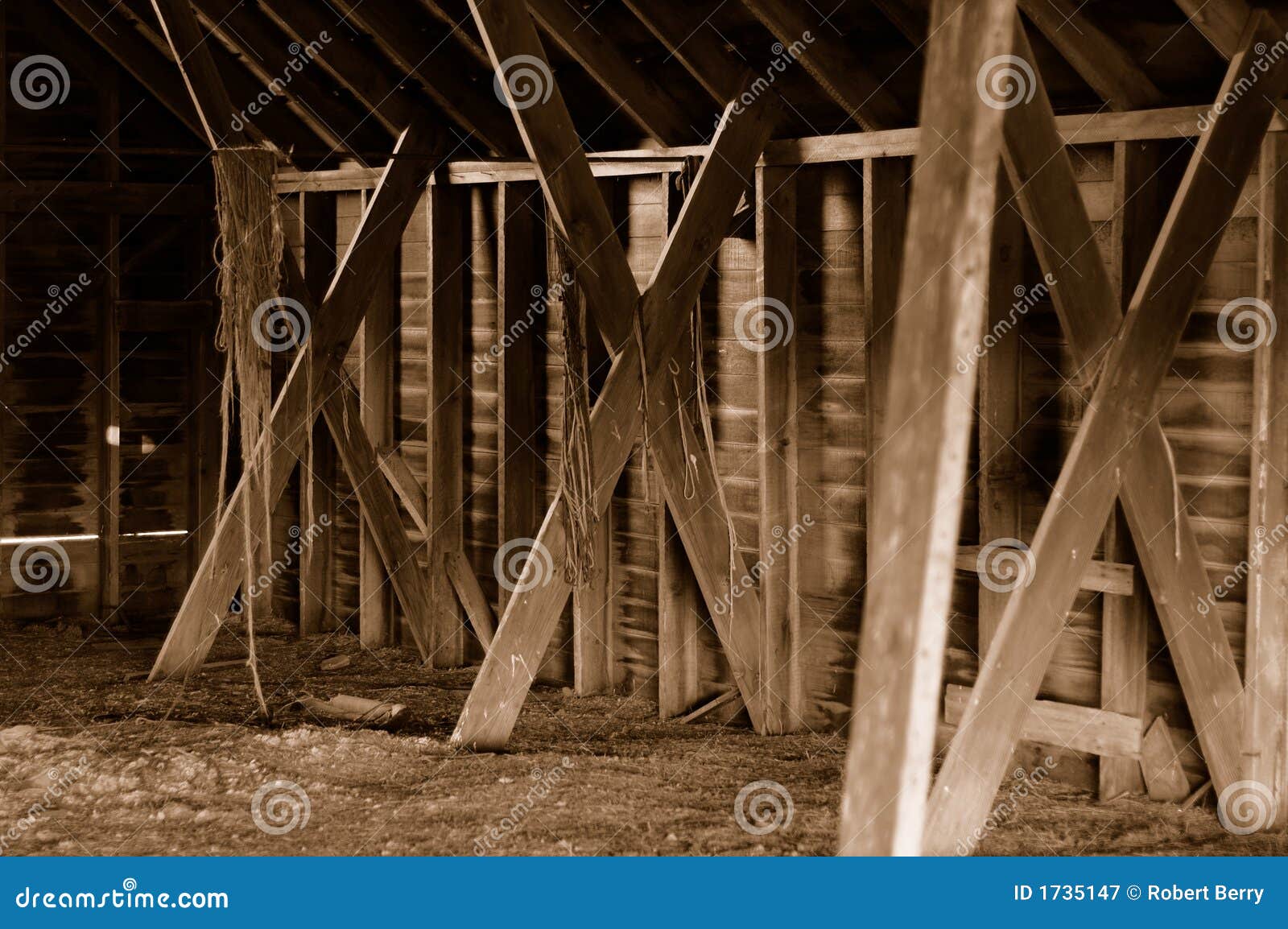 Rustic barn interior stock image. Image of rope, authentic - 1735147