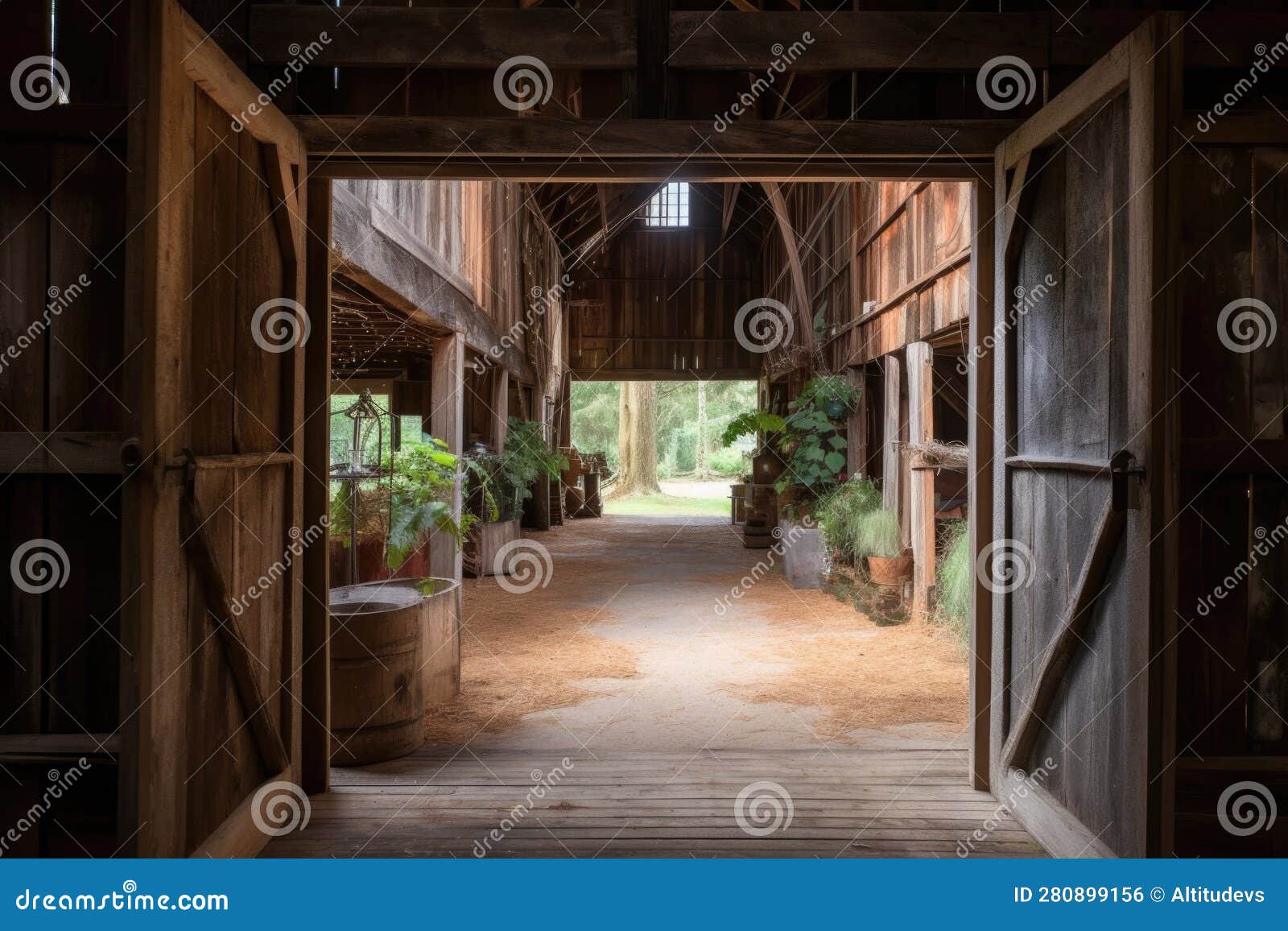 Rustic Barn with Open Doors, Inviting Visitors To Come Inside Stock ...