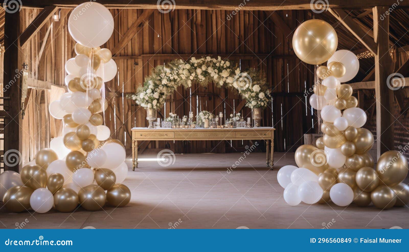 A Rustic Barn Wedding Transformed with Balloons in Stock Illustration ...