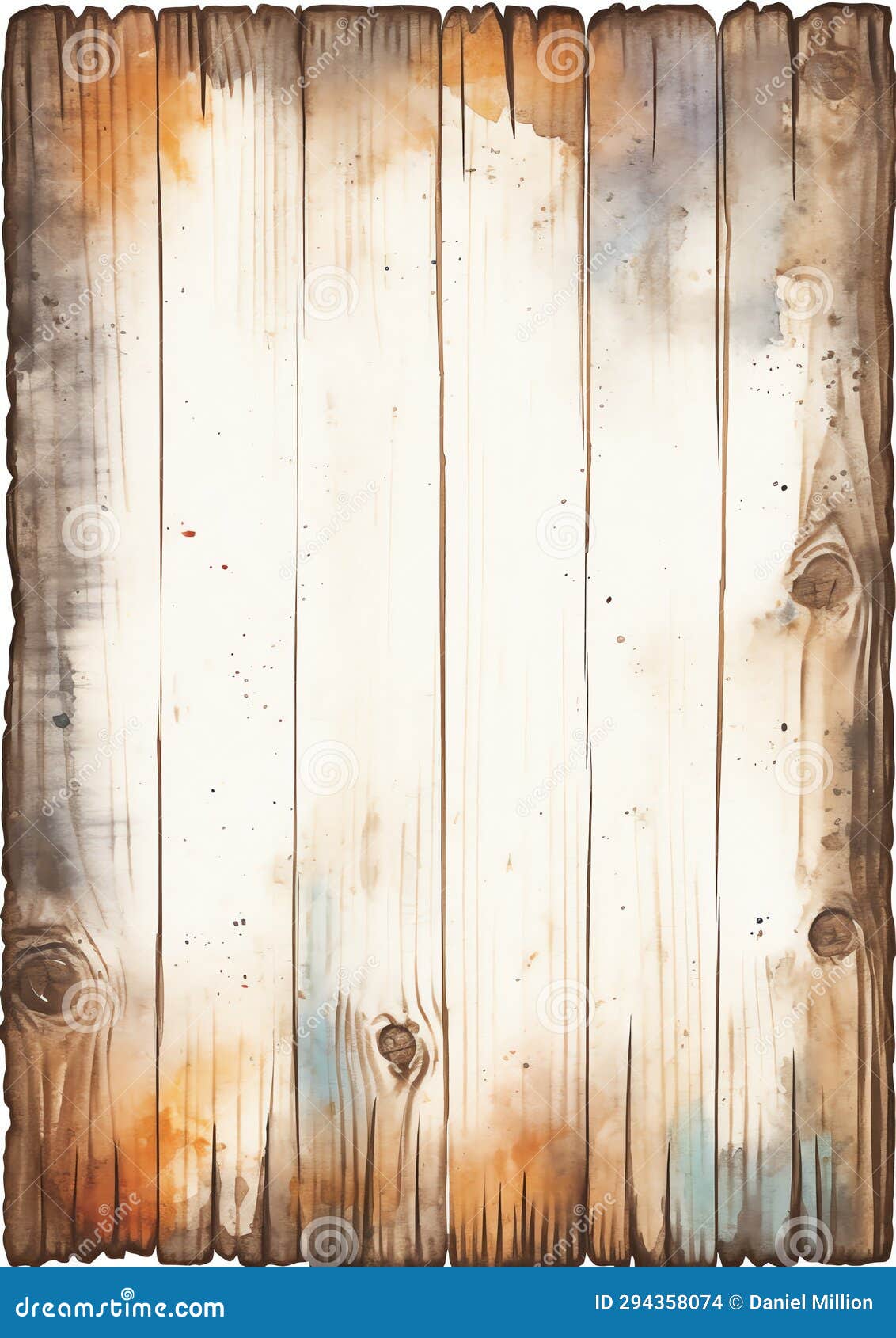 Rustic Barnwood Frame Watercolor Border On White Background Stock Photo ...