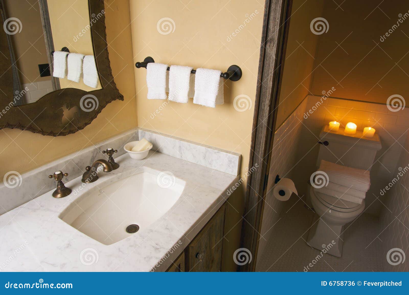 Rustic Bathroom Scene stock photo. Image of wood, interior - 6758736
