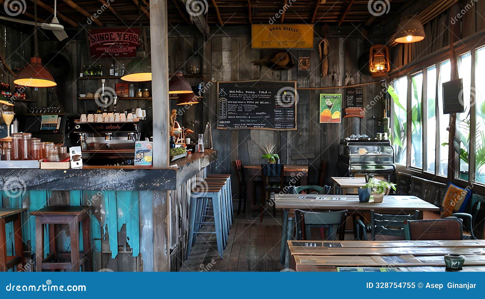 Rustic Beach Shack Cafe stock image. Image of island - 328754755