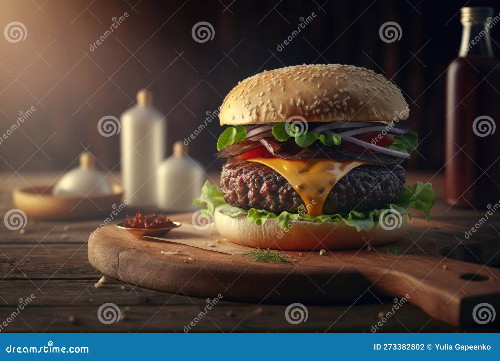 Rustic Beef Burger. Illustration AI Generative Stock Illustration ...