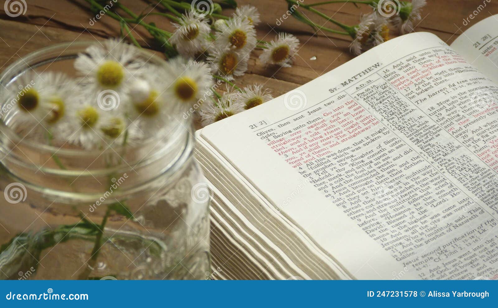 Rustic Bible on a Wooden Background with Flowers Stock Photo - Image of ...