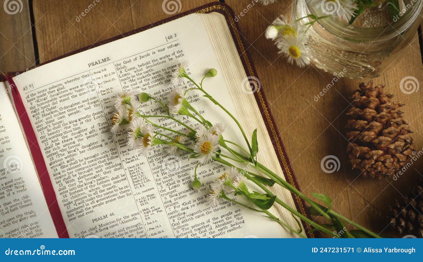 Rustic Bible on a Wooden Background with Flowers Stock Image - Image of ...