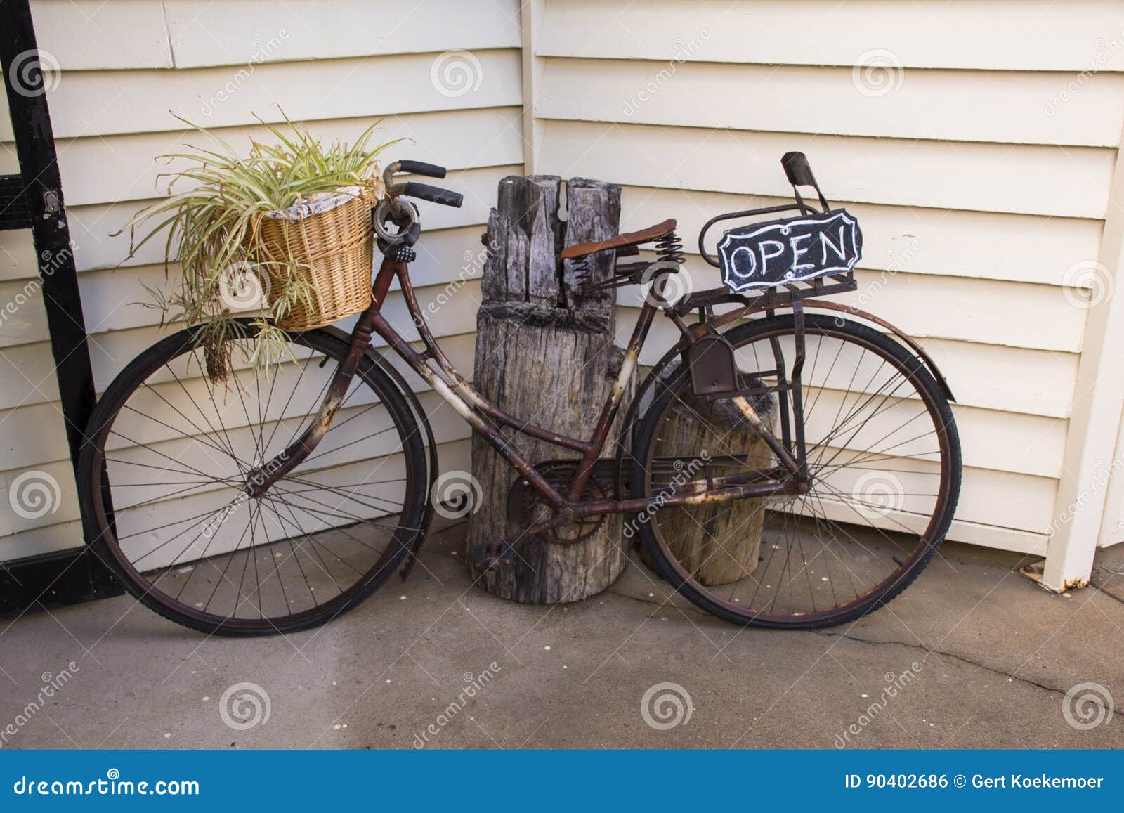 Rustic Bike stock photo. Image of retro, basket, seat - 90402686