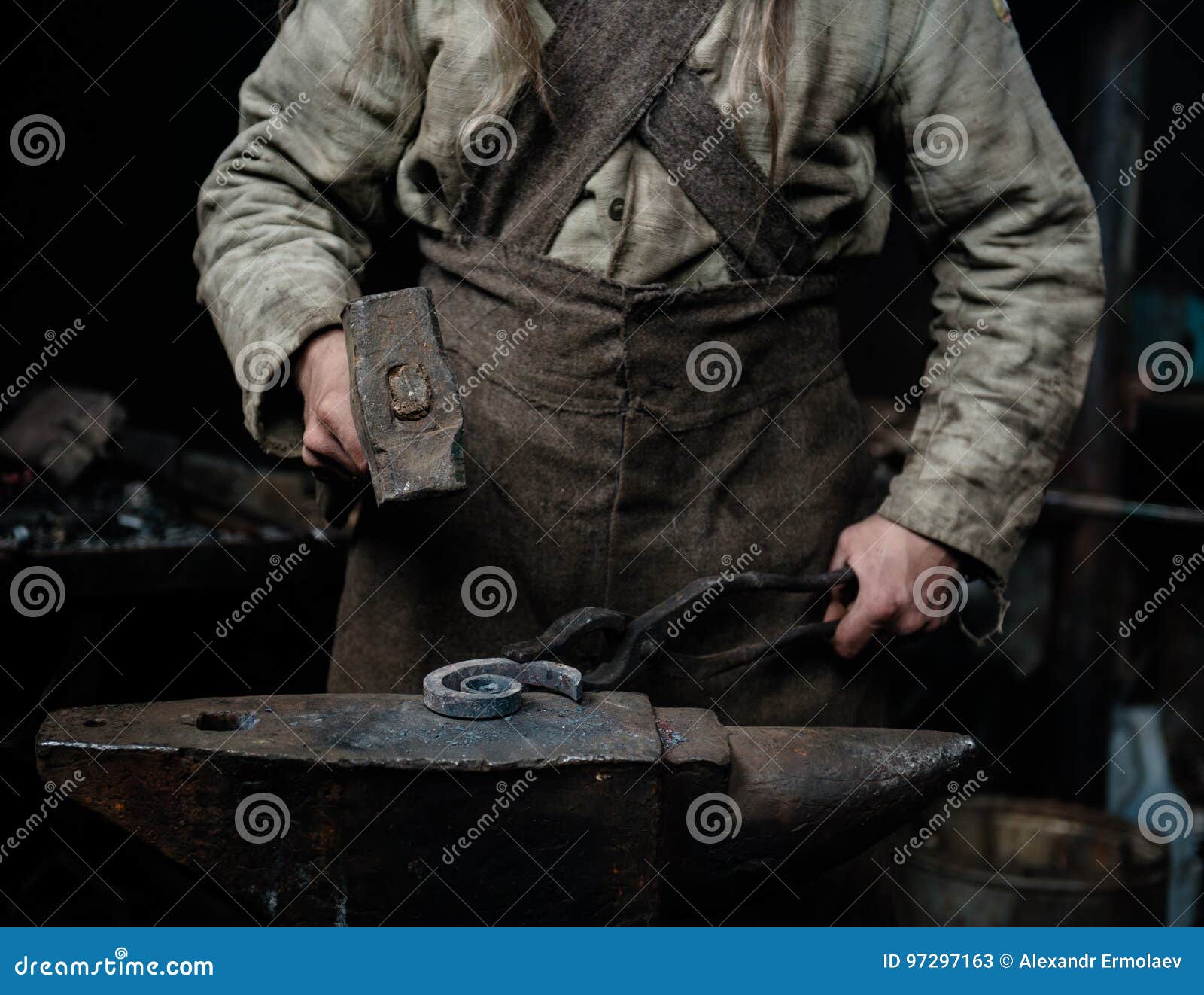 Rustic Blacksmith Forges Item on the Anvil Stock Image - Image of forge ...