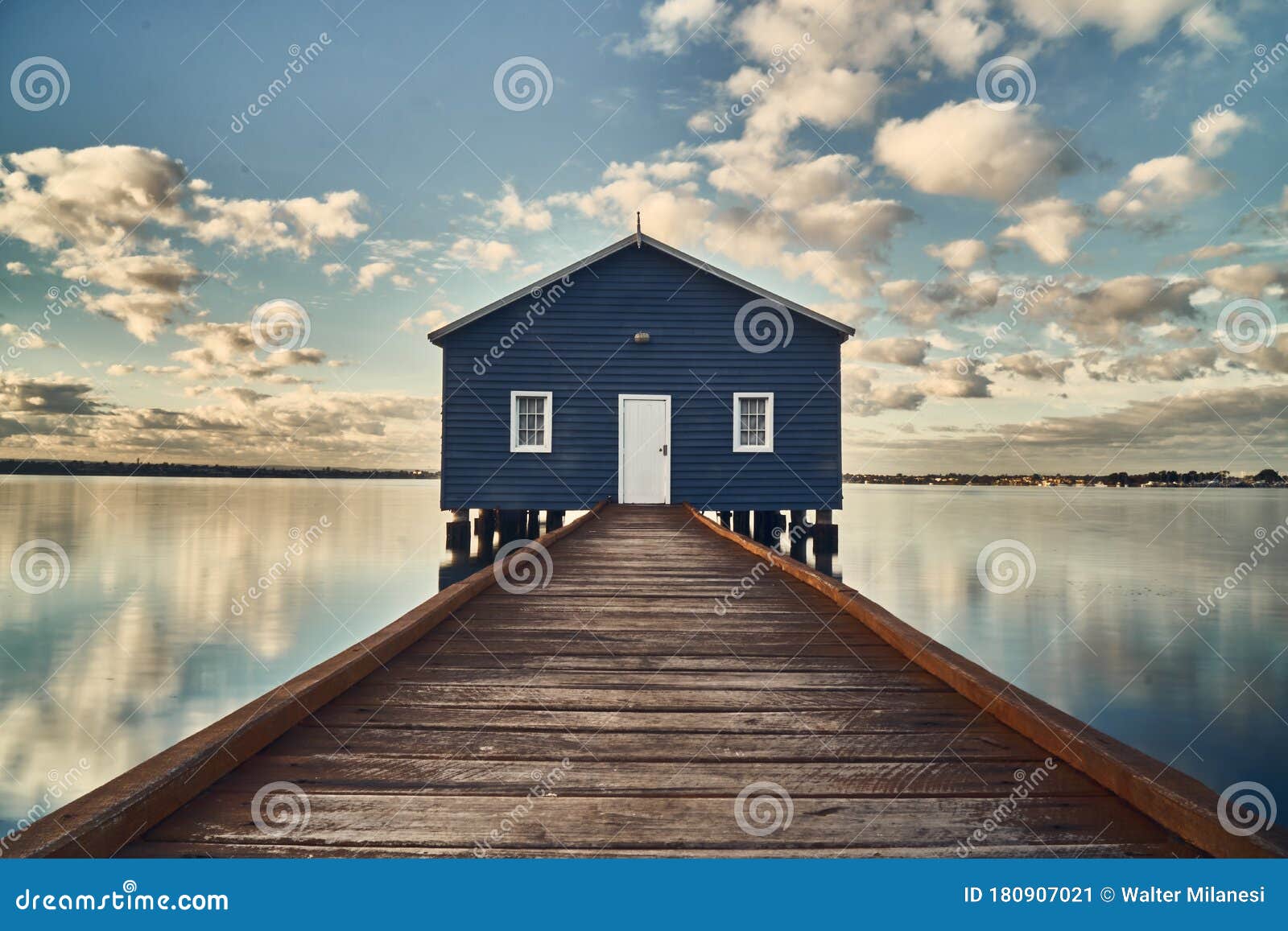Rustic Blue House on the Water Stock Image - Image of exposure, crawley ...
