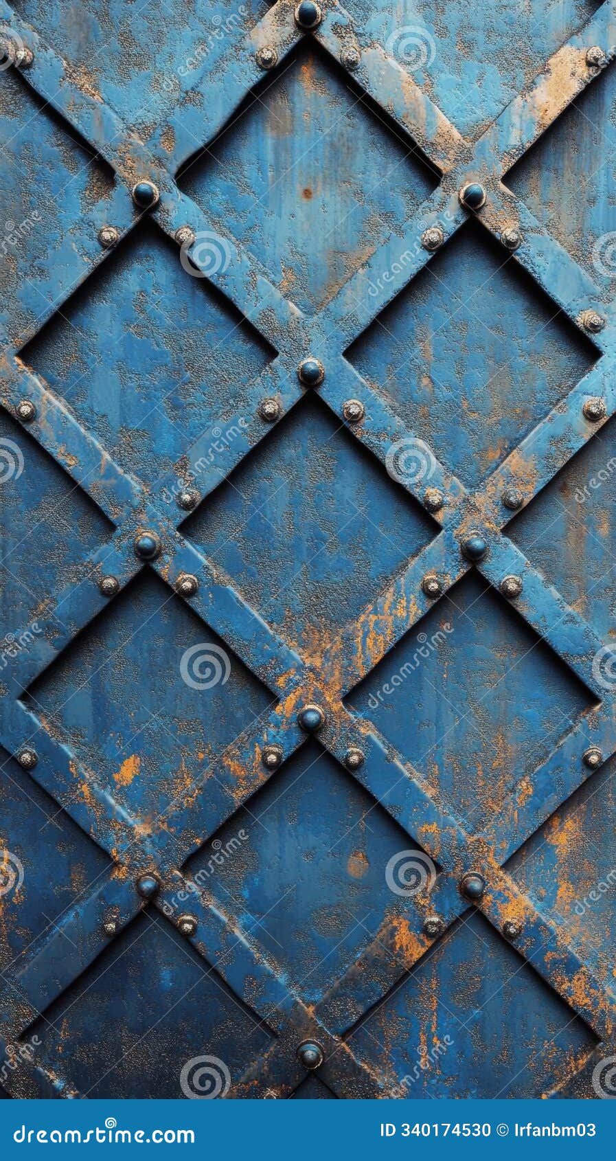 Rustic Blue Metal Gate with Diamond Pattern Stock Illustration ...