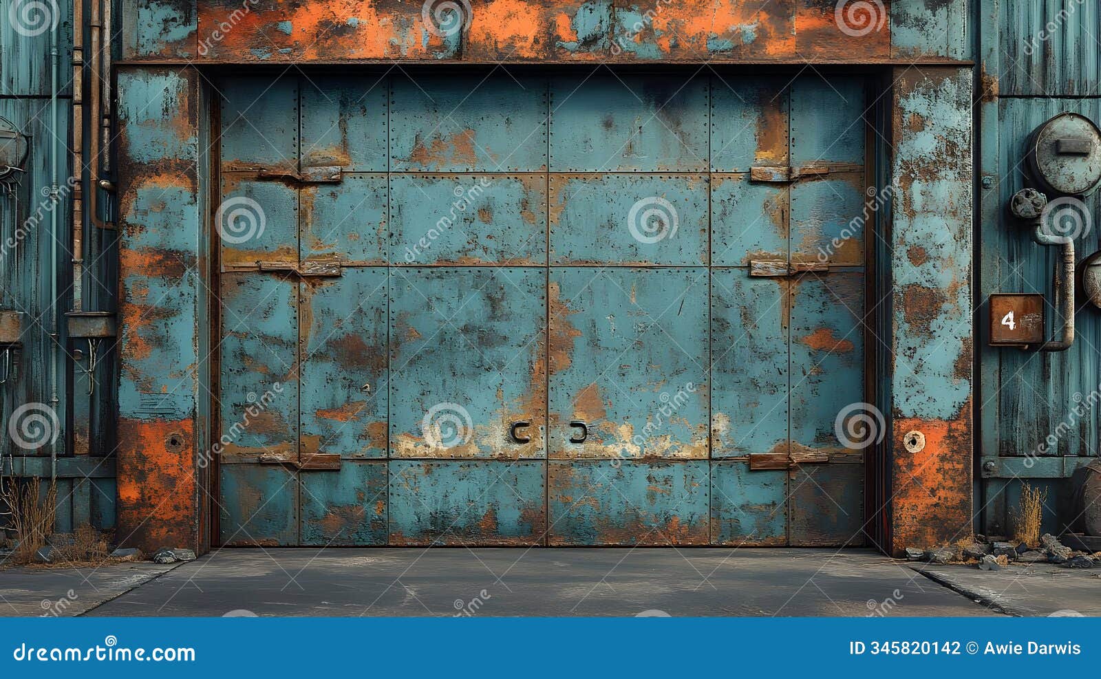 Rustic Blue Metal Gate with Orange Rust Background Stock Photo - Image ...