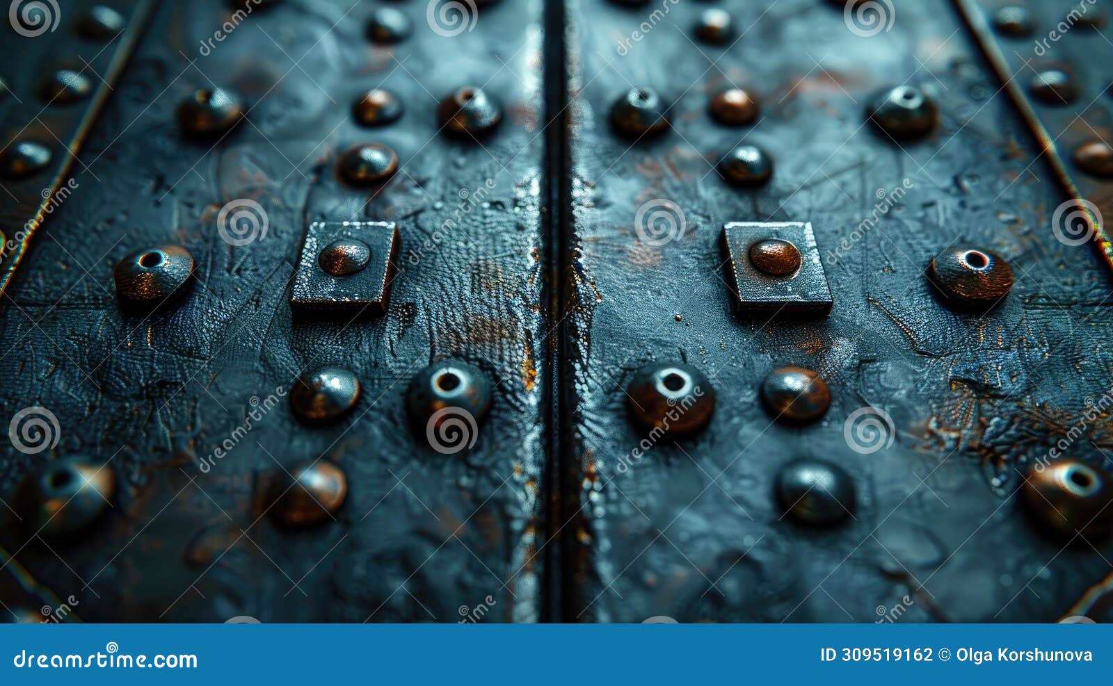 Rustic Blue Metal Plates with Rivets Industrial Look Stock Photo ...