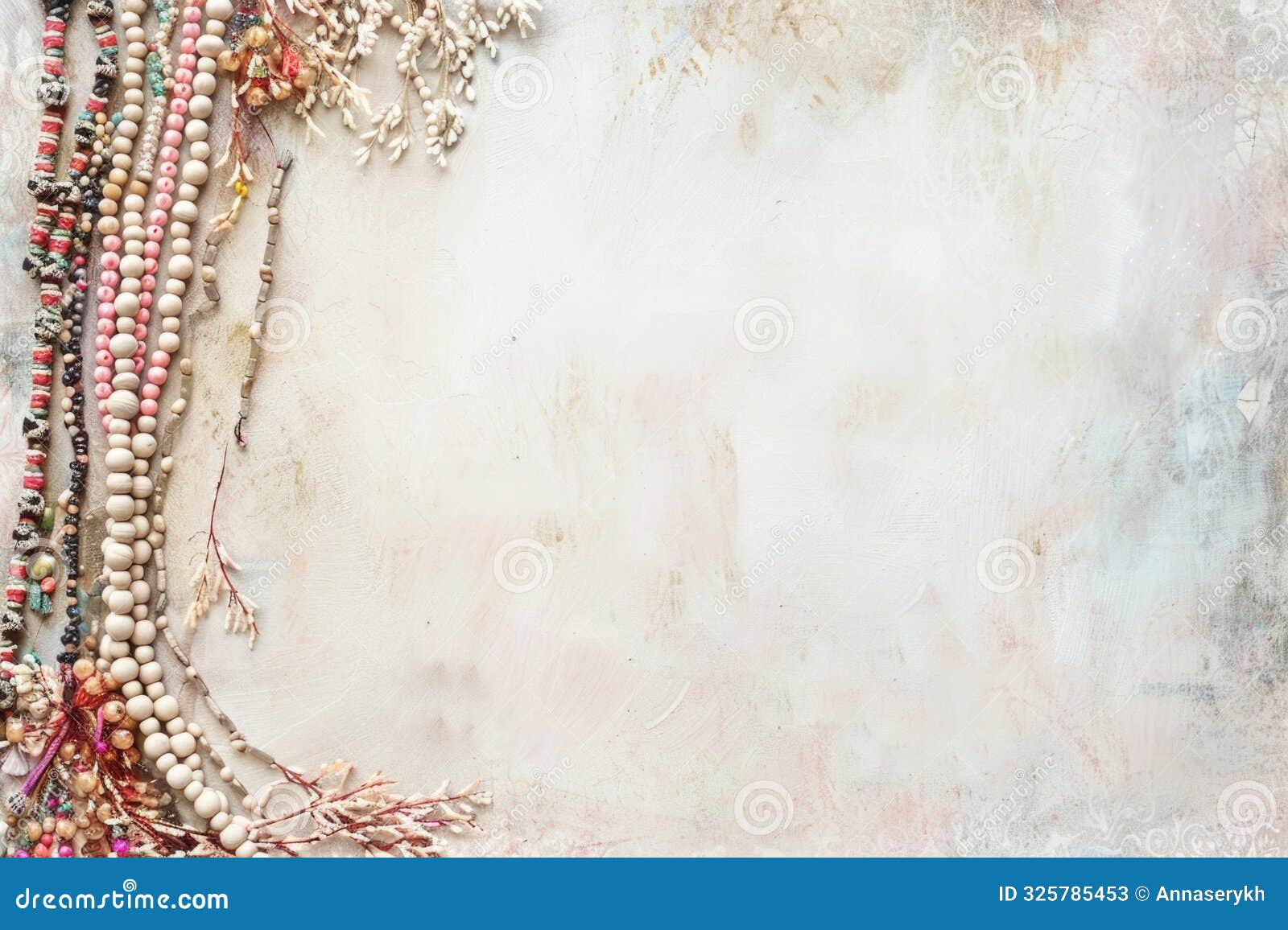 Rustic Boho Background | Elegant Beige Texture with Natural Beads and ...