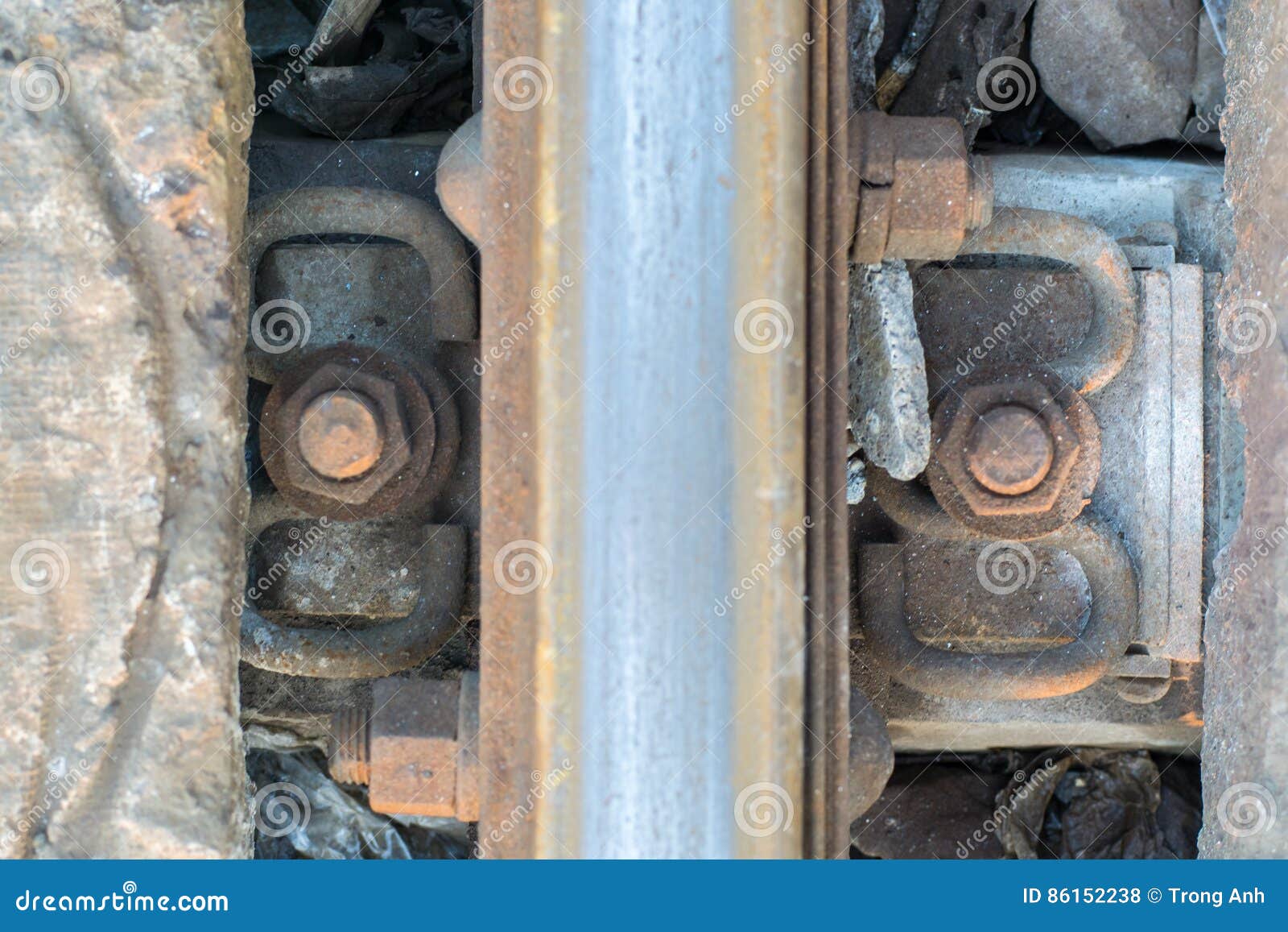 Rustic Bolts on Steel Railway Stock Photo - Image of bolt, perspective ...