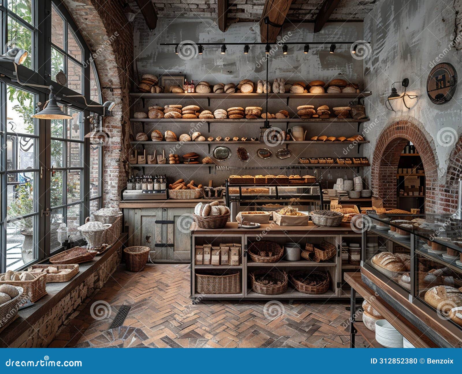 Rustic Bread Bakery with a Wood-fired Oven and Artisan Loaves Stock ...