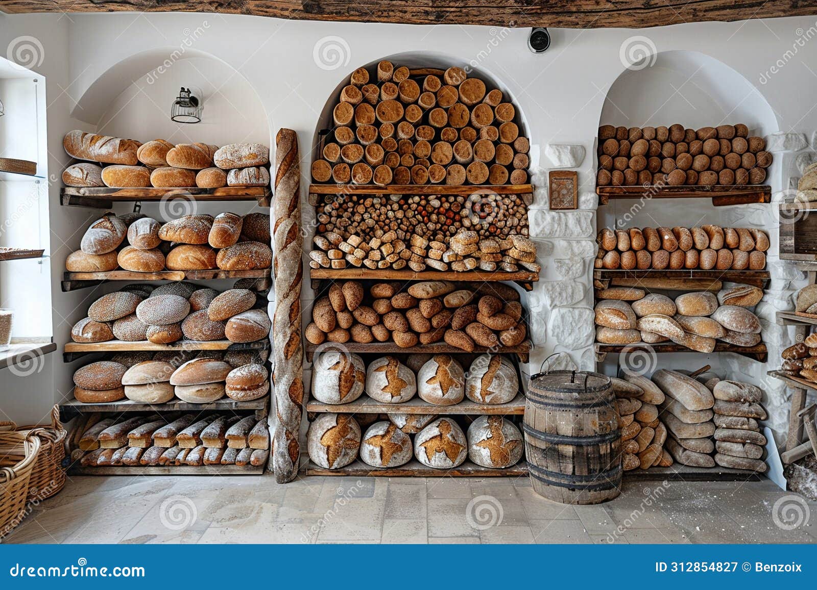 Rustic Bread Bakery with a Wood-fired Oven and Artisan Loaves Stock ...
