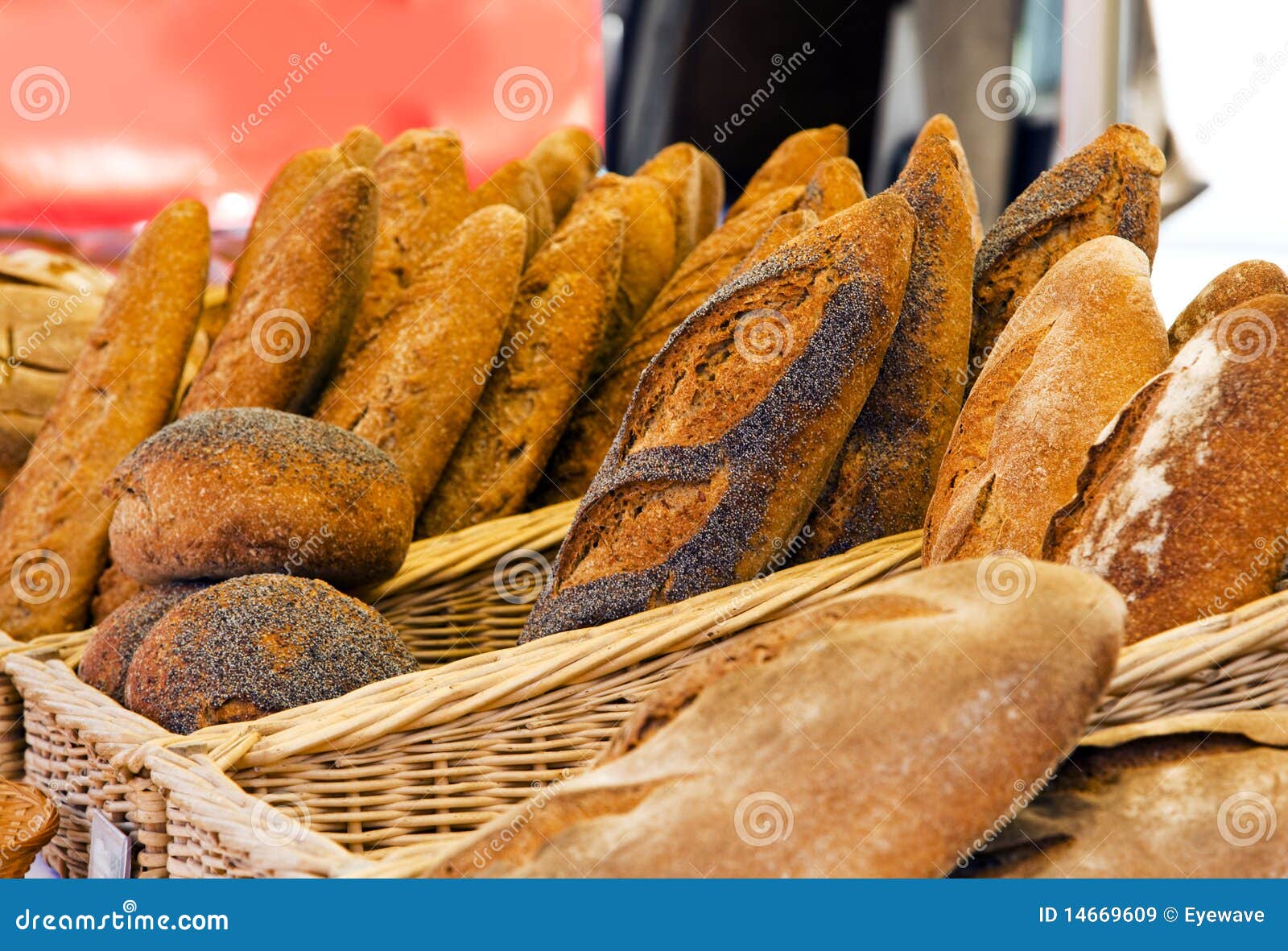 Rustic Bread at French Market Stand Stock Image - Image of normandy ...
