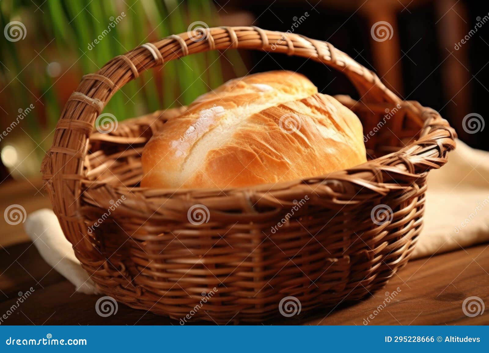 A Rustic Bread Loaf in a Bamboo Basket Stock Photo - Image of bamboo ...