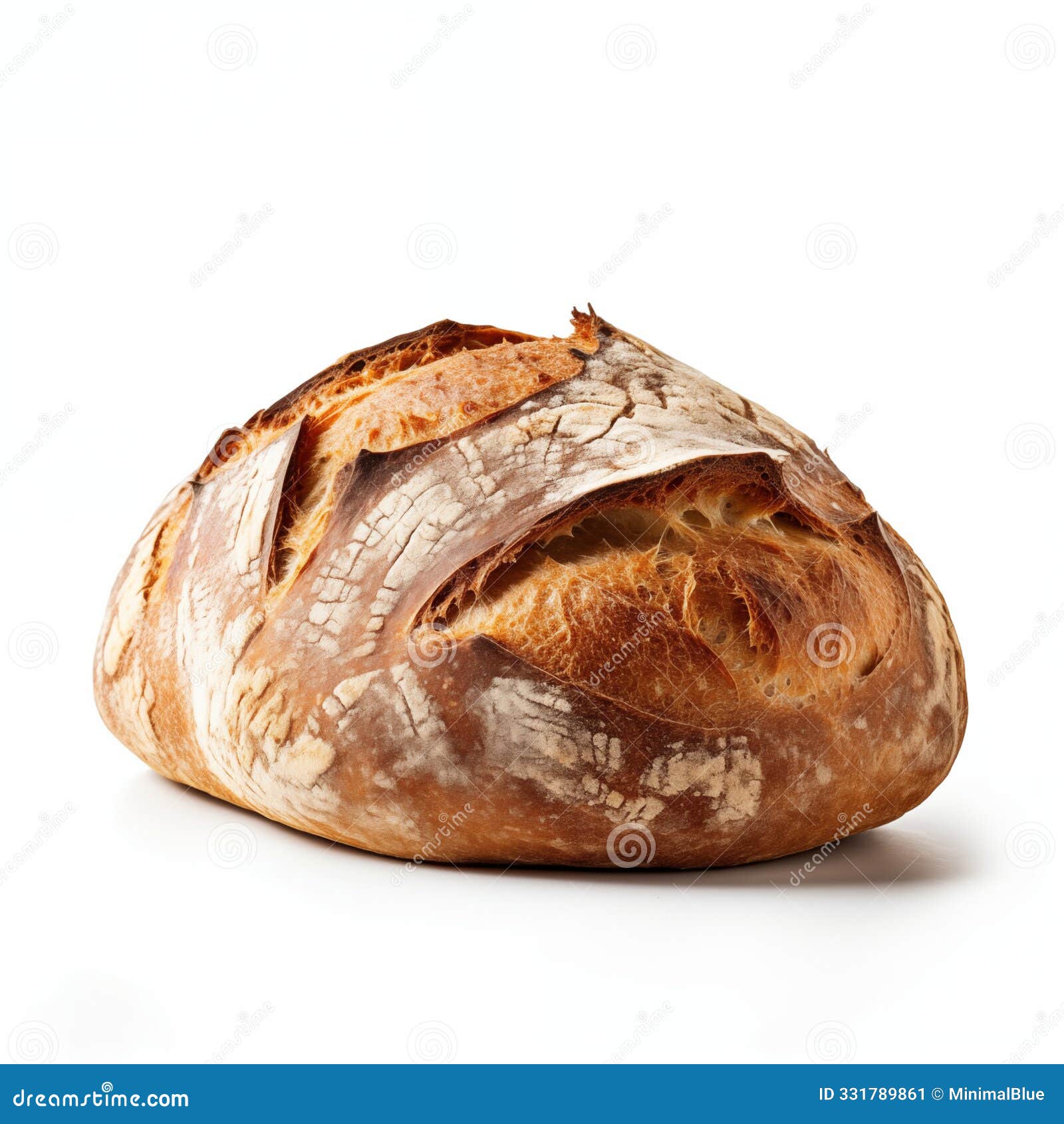Rustic Bread Loaf Isolated on White Background Stock Illustration ...