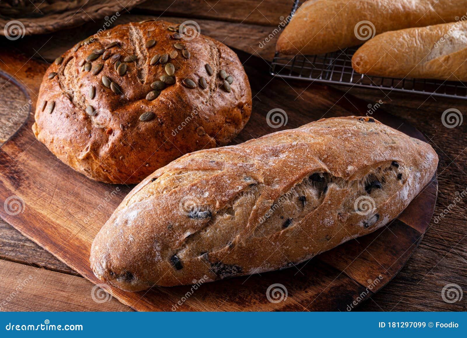 Rustic Bread Loaves stock image. Image of loaves, bakery - 181297099