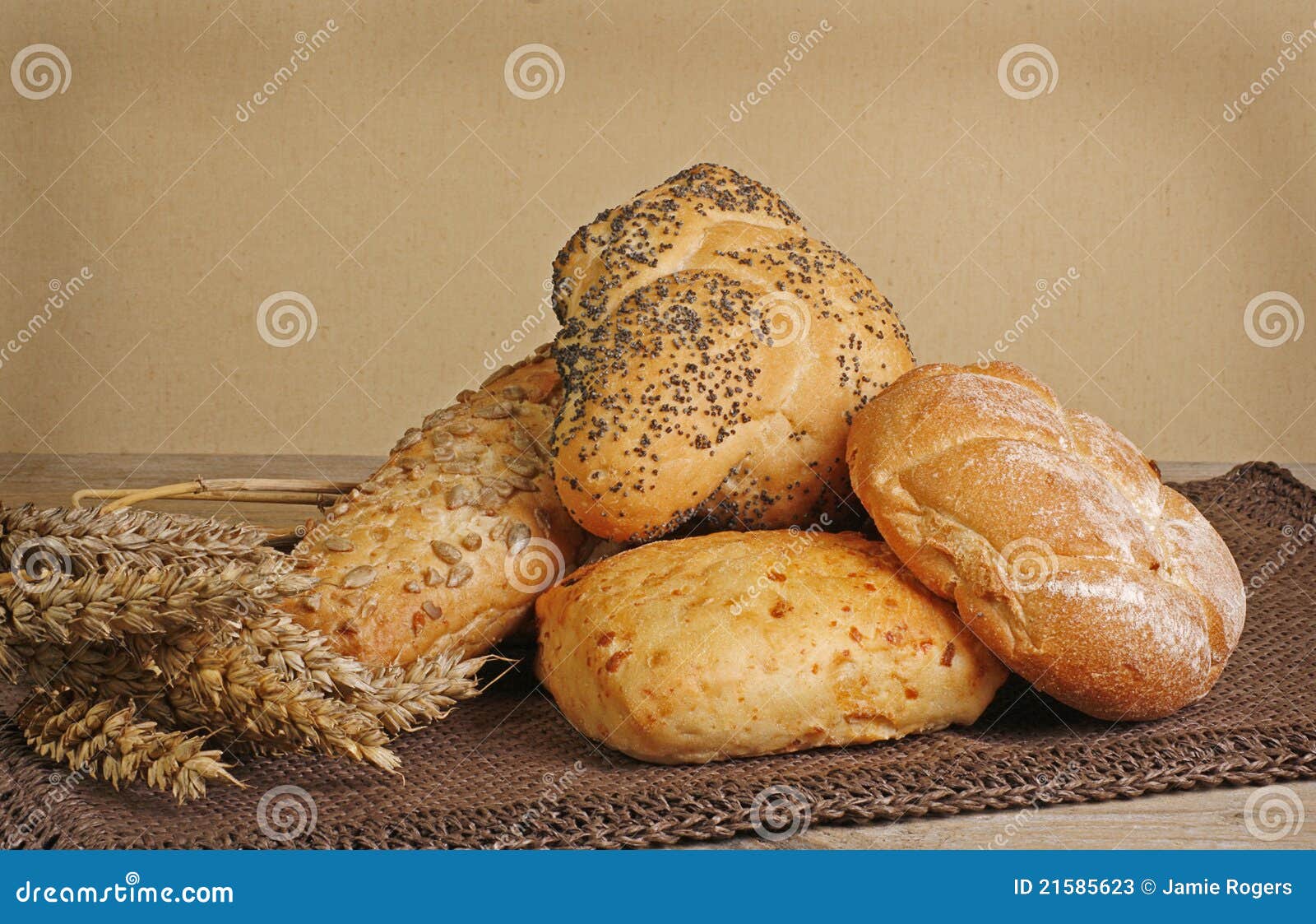 Rustic bread rolls stock image. Image of cereal, dough - 21585623