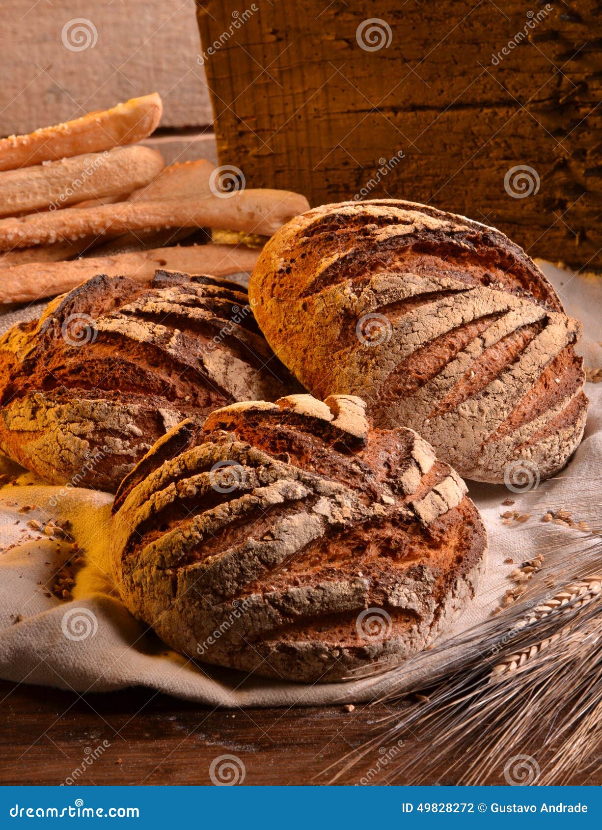 Rustic bread stock photo. Image of kitchen, light, meat - 49828272