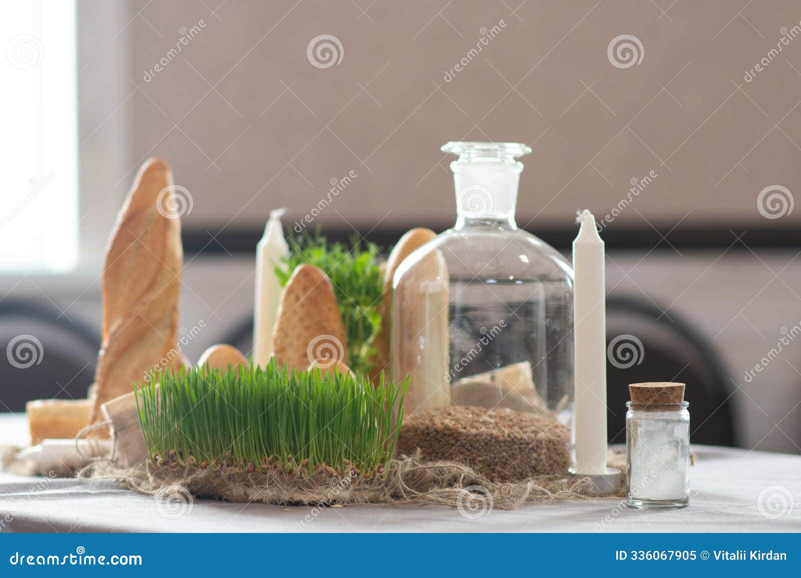 Rustic Bread and Wheatgrass on a Table Setting Stock Image - Image of ...