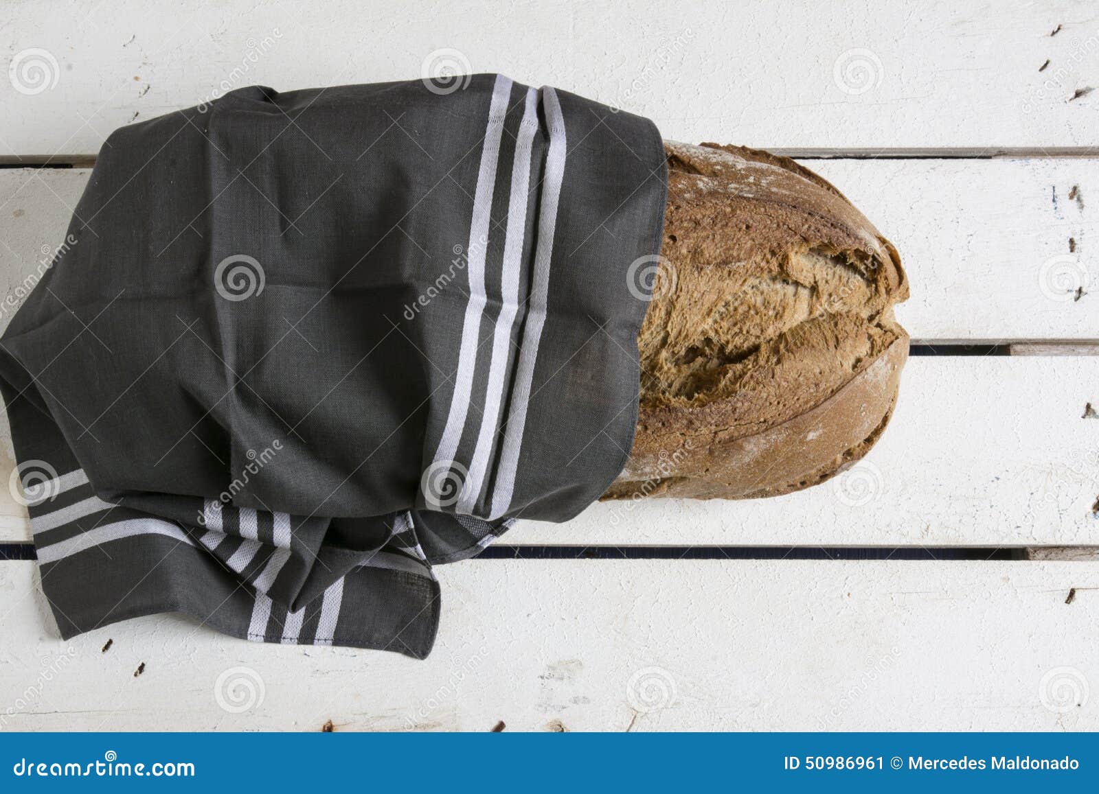 Rustic Bread, Wrapped in Striped Fabric Stock Image - Image of striped ...