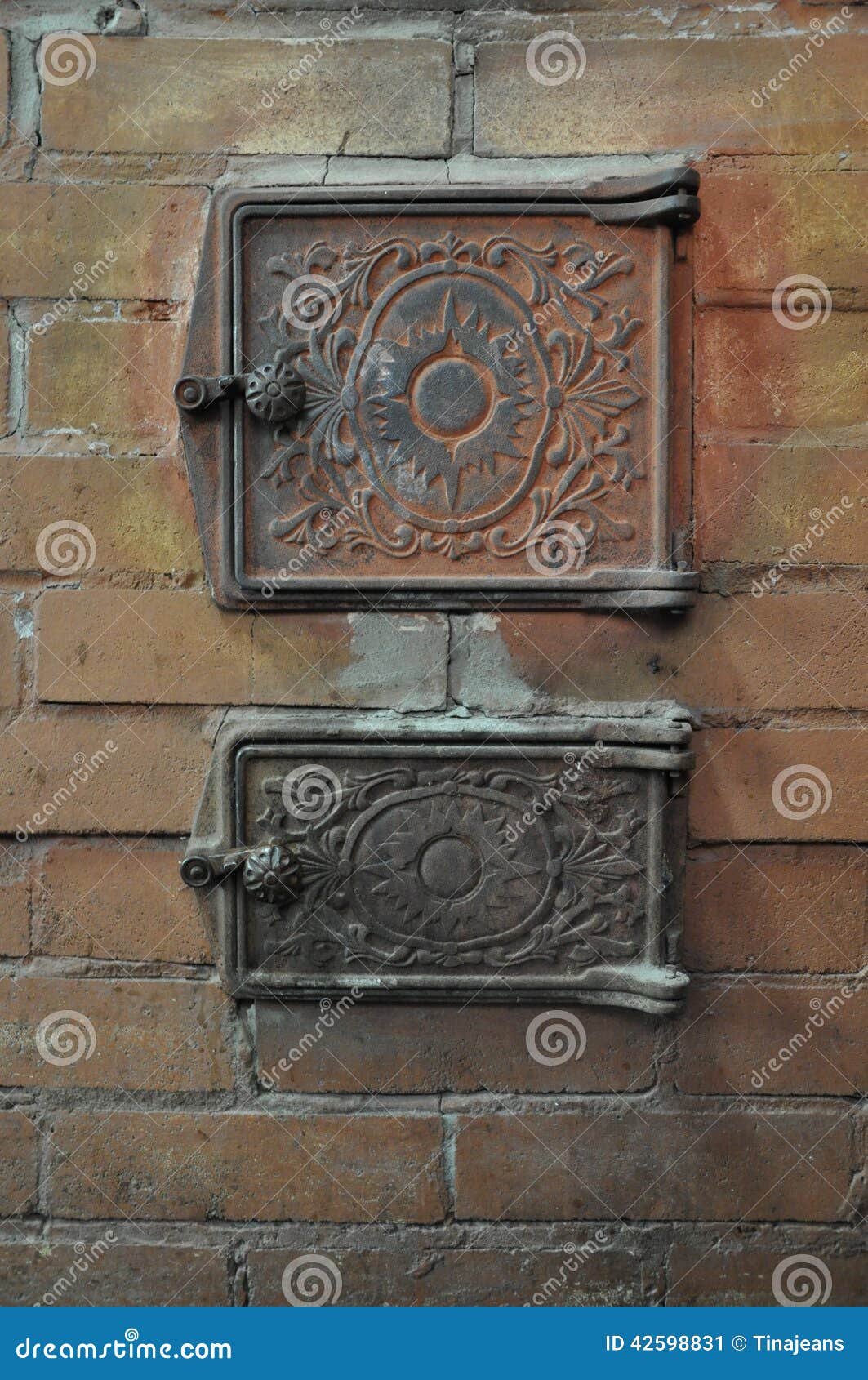 Rustic brick oven. stock image. Image of metal, fireplace - 42598831