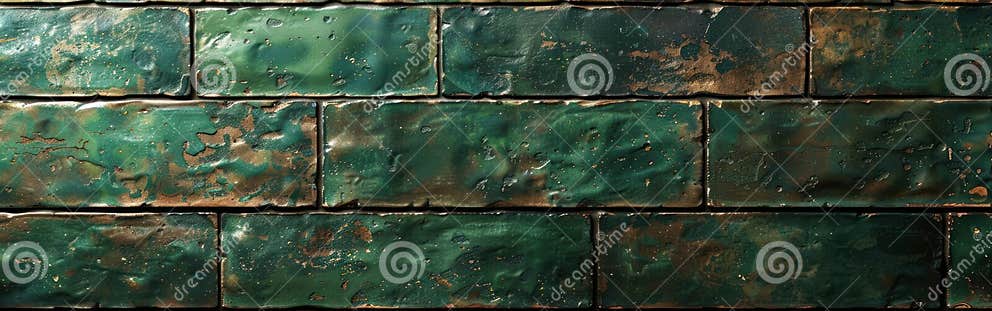 Rustic Brick Tiles Texture - Dark Green Rectangular Wall/Floor ...