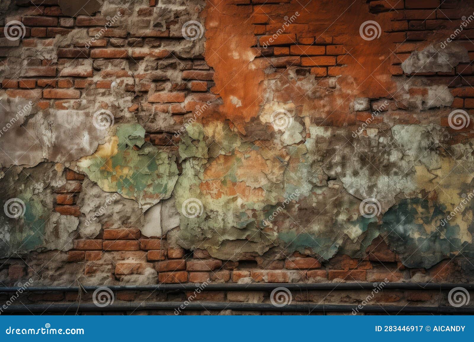 Rustic Brick Wall with Crumbling Paint and Deep Cracks Stock ...