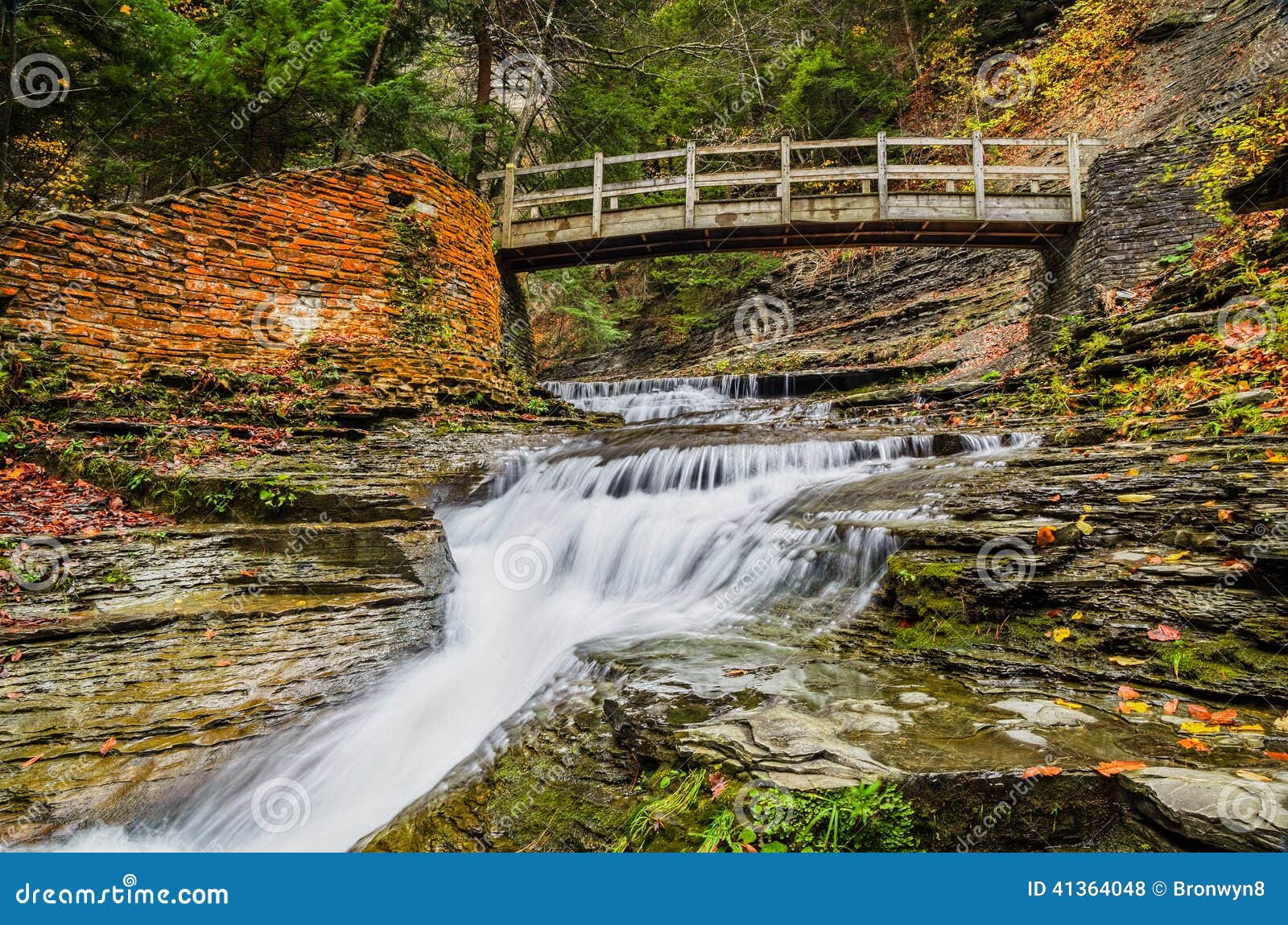 Rustic Bridge Over Stream stock photo. Image of shale - 41364048