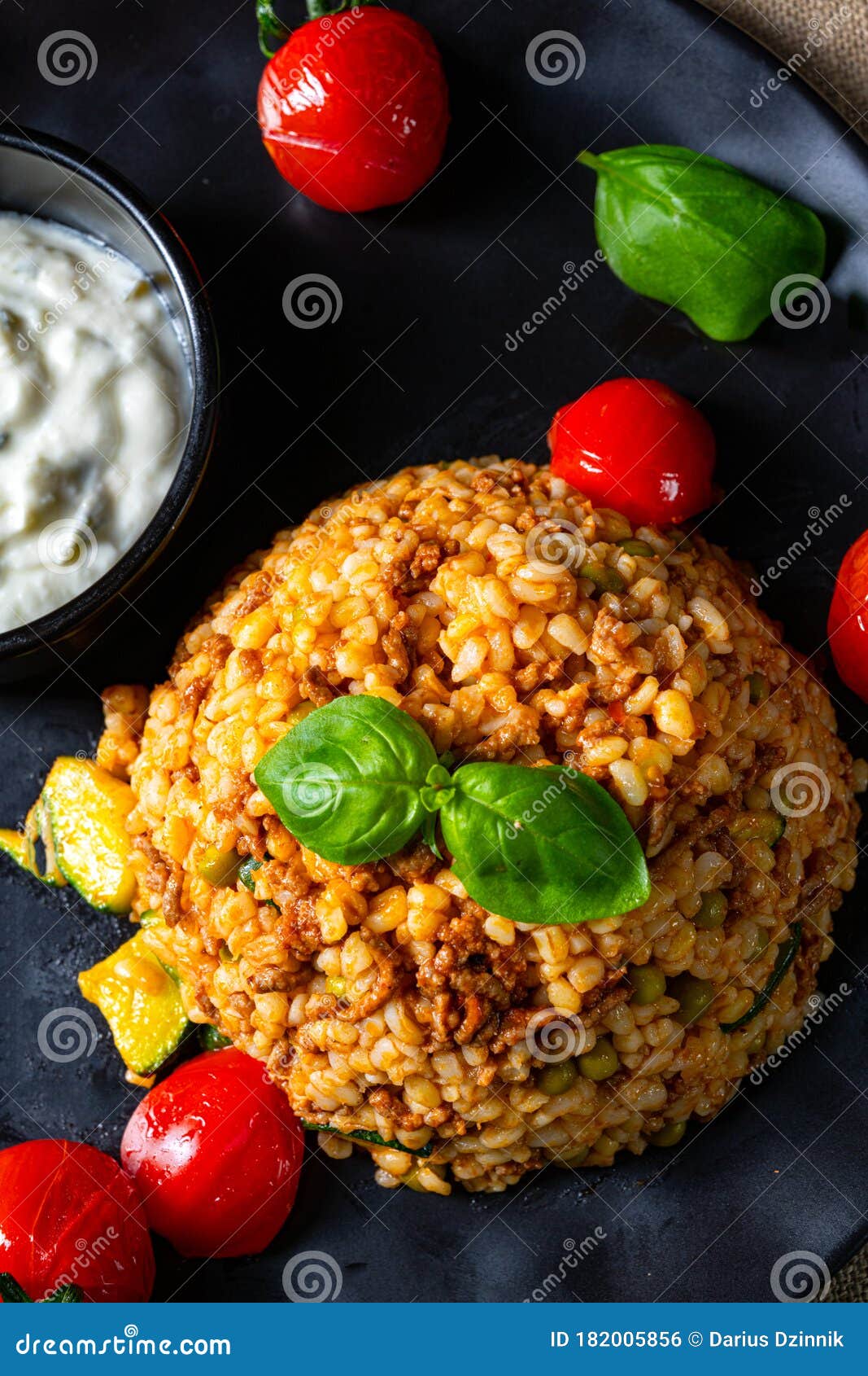 Rustic Bulgur Fried with Minced Meat and Vegetables Stock Photo - Image ...