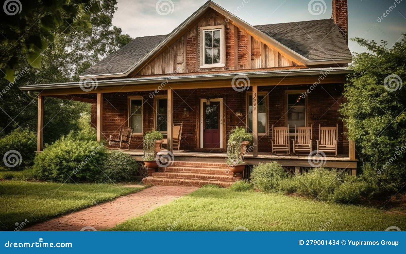 Rustic Bungalow with Elegant Porch in Forested Residential District ...