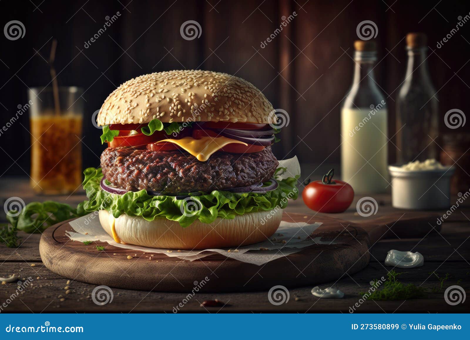 Rustic Burger. Illustration AI Generative Stock Illustration ...