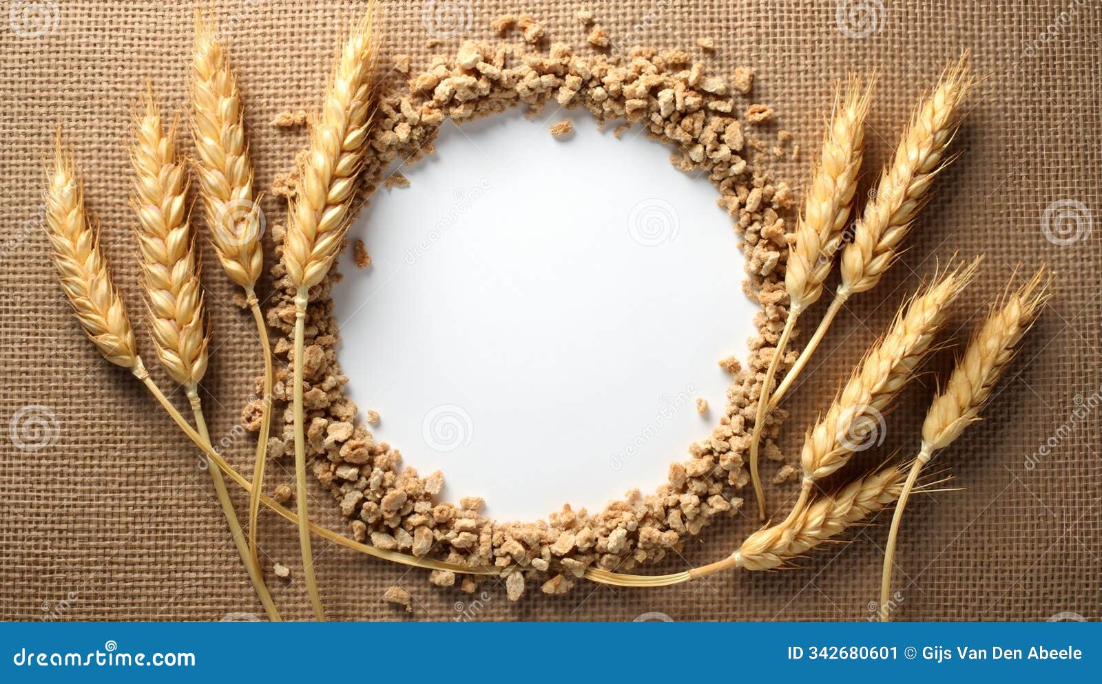 Rustic Burlap Background with Wheat Ears Circle Border Stock ...
