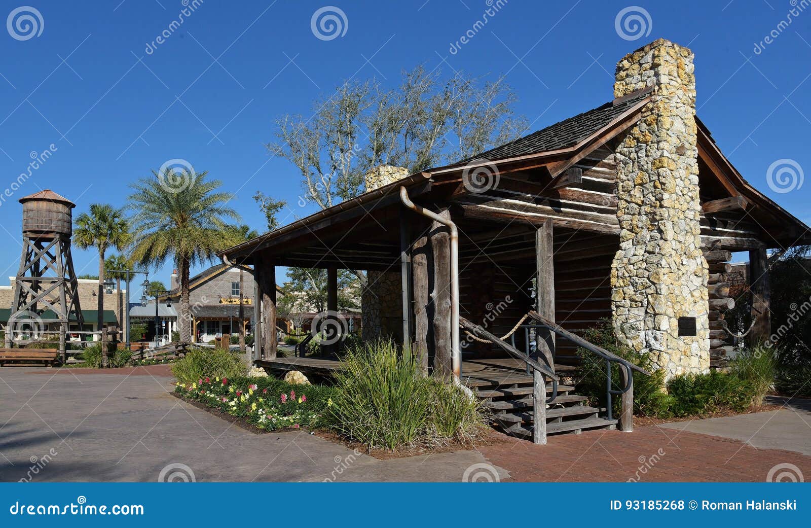 Rustic Cabin and Water Tower Stock Photo - Image of florida, barnwood ...