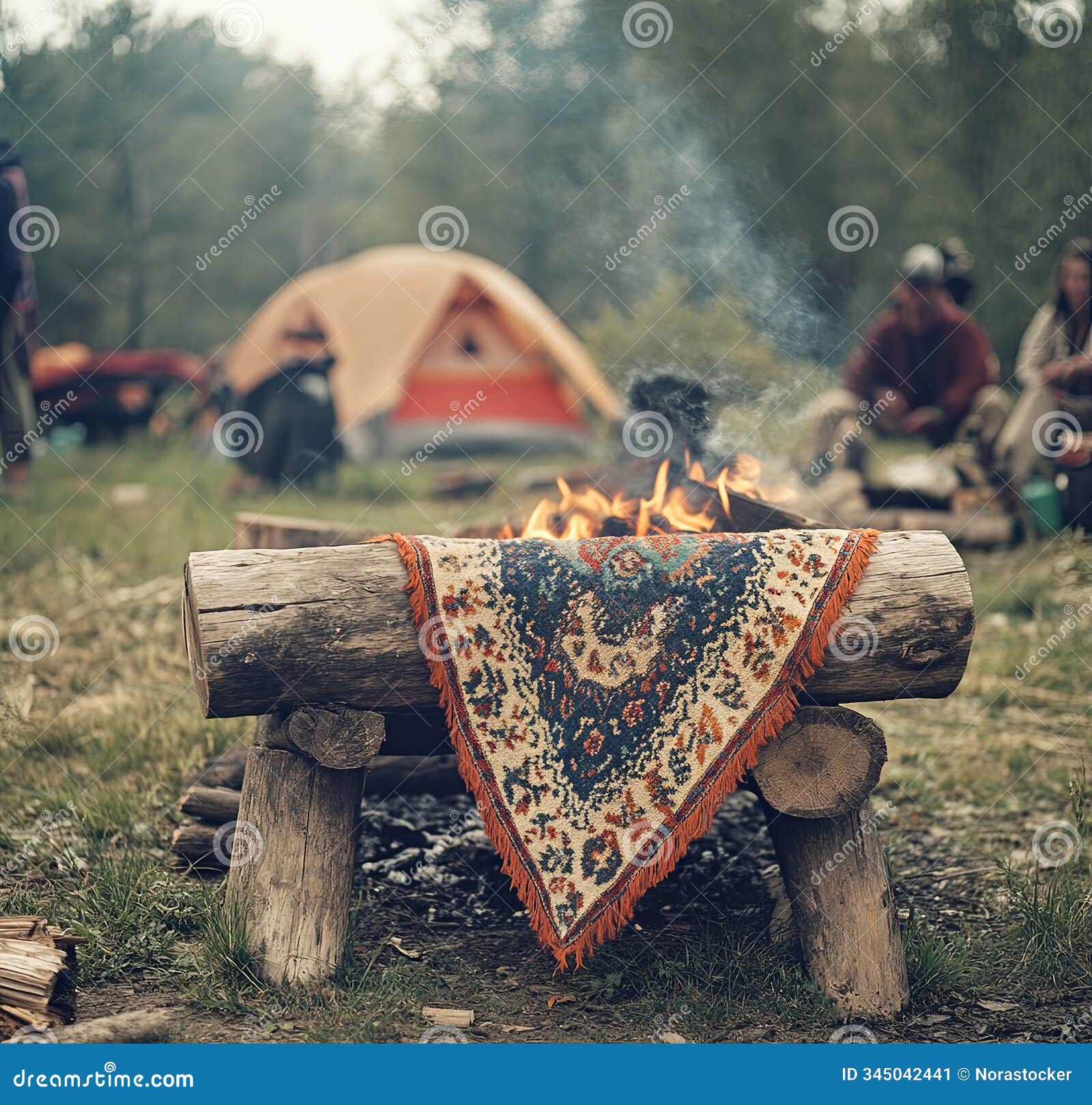 Rustic Campfire Setup at a Summer Campout Quality Picture Quality ...