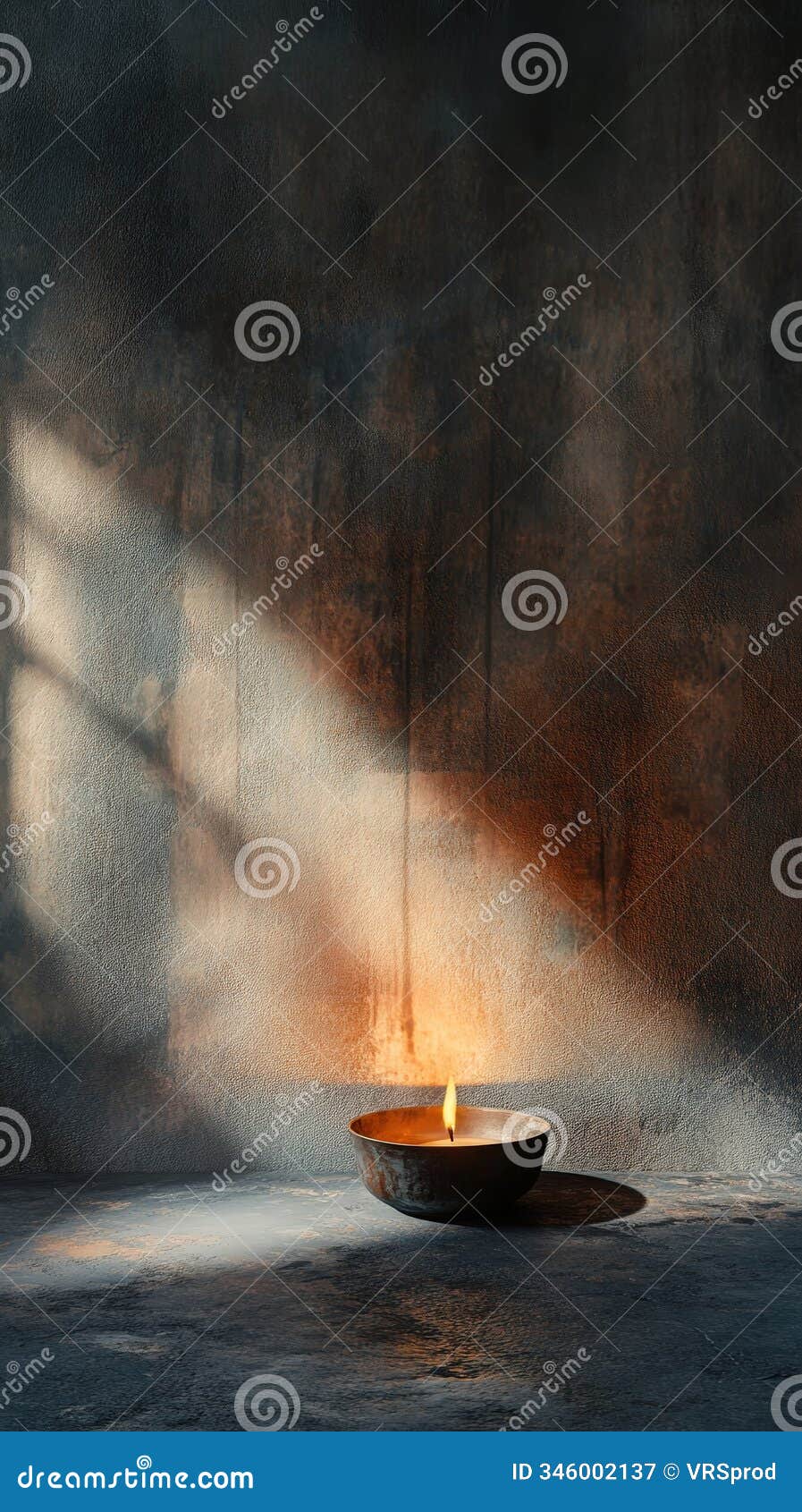 Rustic Candlelight Casting Shadow on Textured Wall Stock Image - Image ...