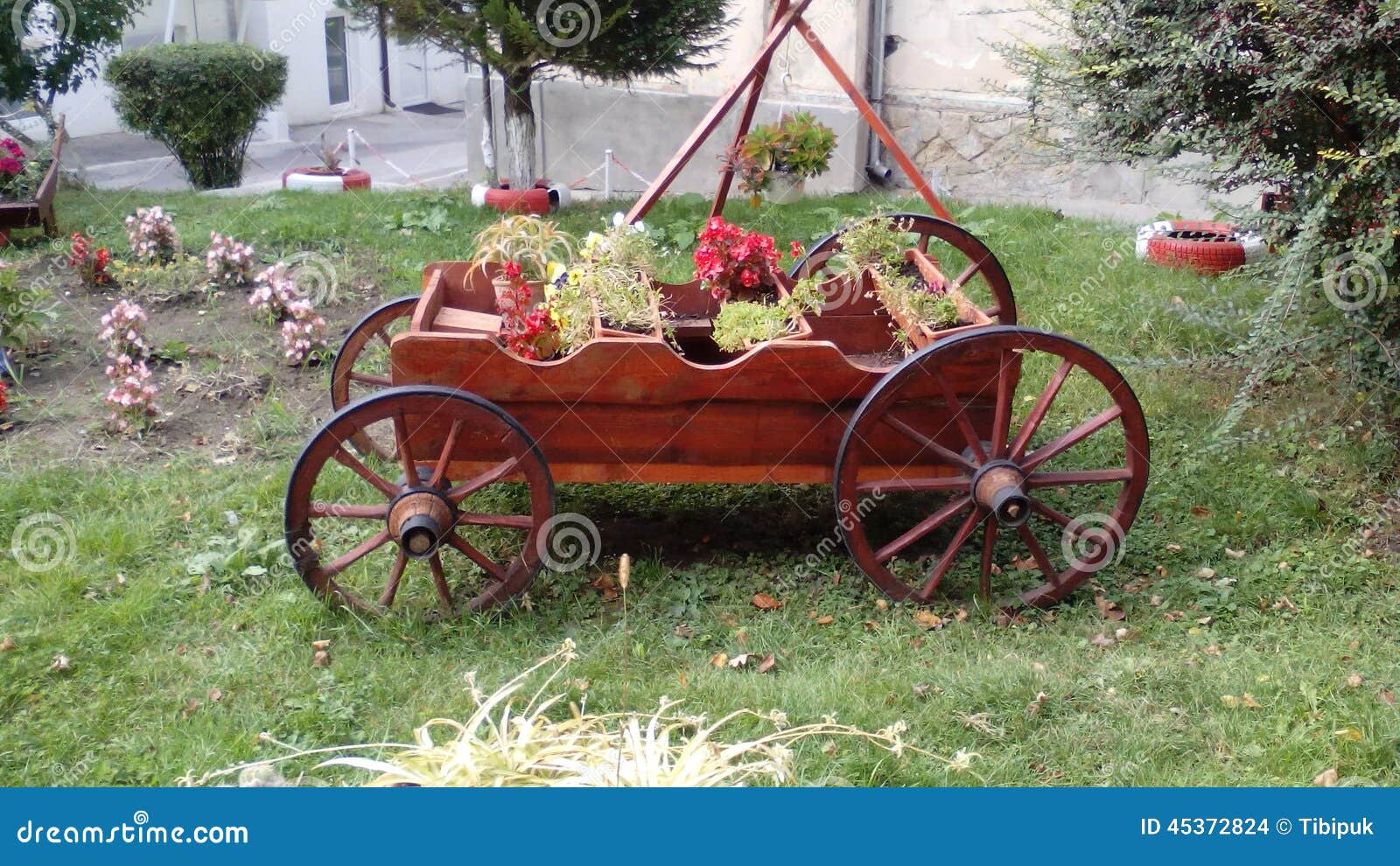 Rustic carriage for garden stock photo. Image of rustic - 45372824