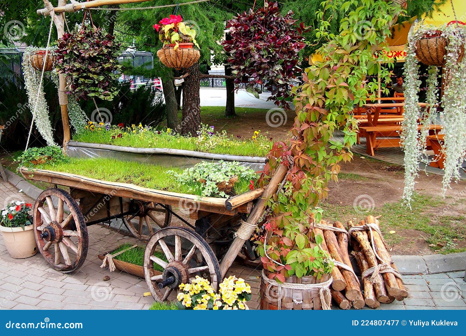 Rustic Cart Decorative Carnival Stock Image - Image of fair, flowers ...