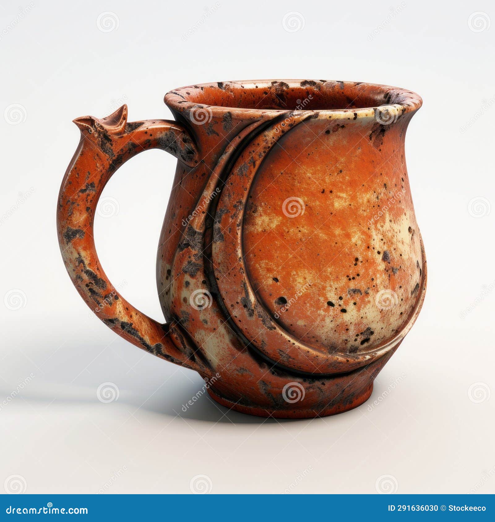 Rustic Ceramic 3d Model Mug with Varied Brushwork Techniques Stock ...