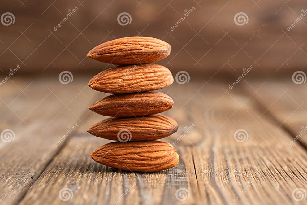 A Stack of Almonds Over Rustic Background Stock Illustration ...