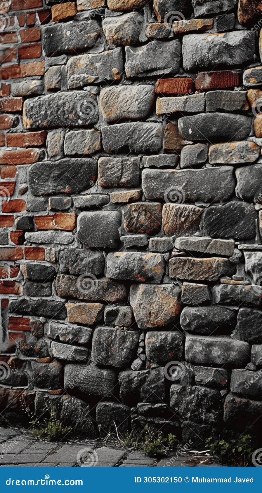 Rustic Charm Weathered Stone Material Forms an Old Brick Wall Stock ...